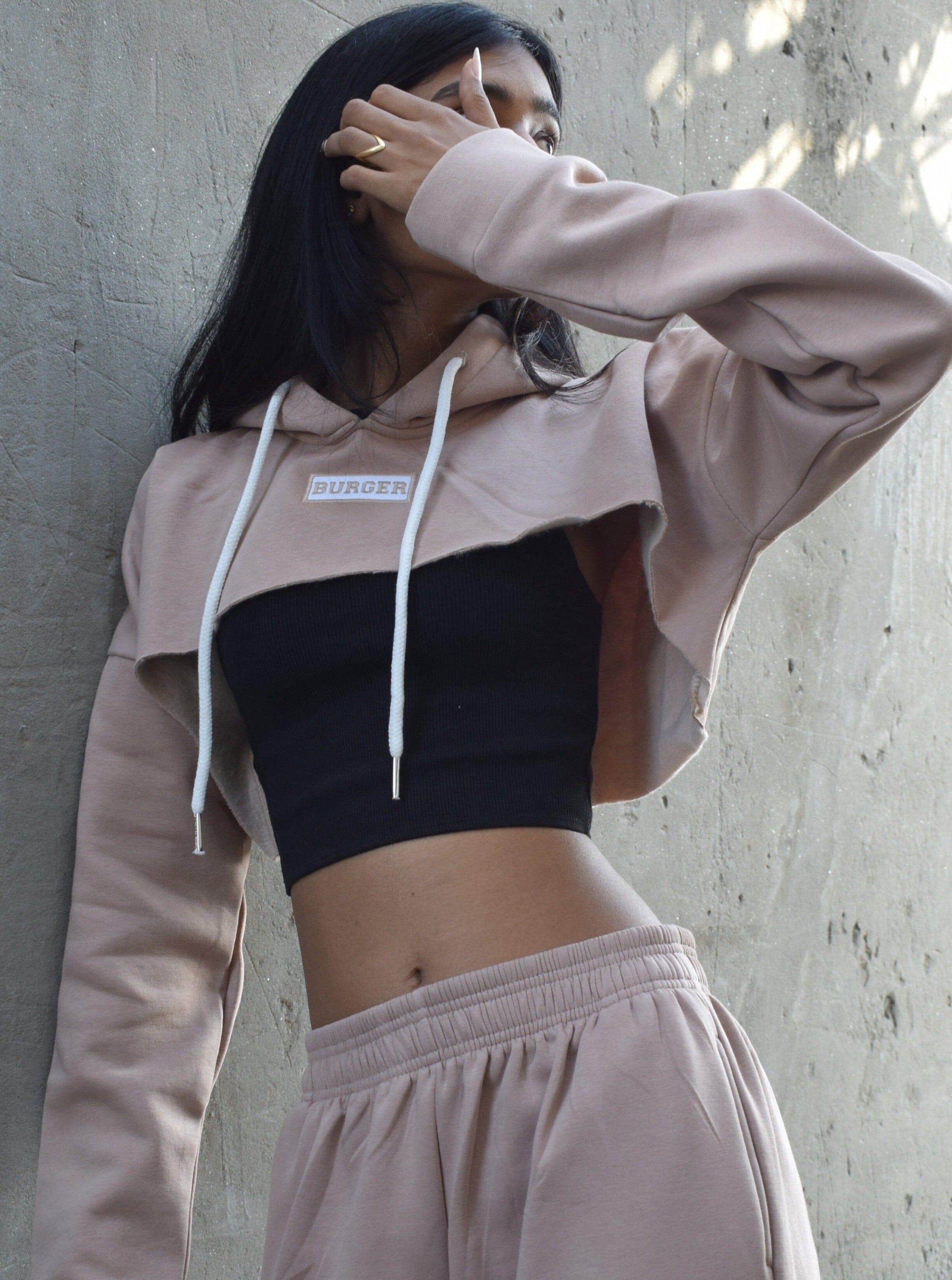 Burger Bust Crop Hoodie (Women Drop Shoulder Super Crop Hoodie) – BurgerBae